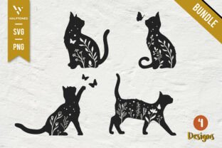 Floral Cat Black Cat with Flower SVG PNG Graphic by halftones.th ...