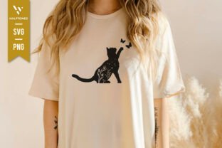 Floral Cat Black Cat with Flower SVG PNG Graphic by halftones.th ...