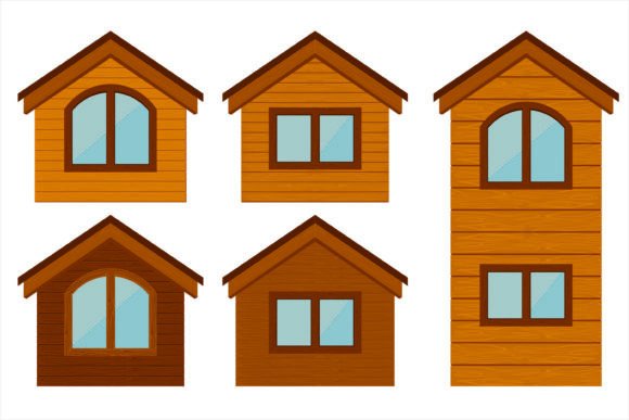 Set of Wooden House Gráfico por edywiyonopp · Creative Fabrica