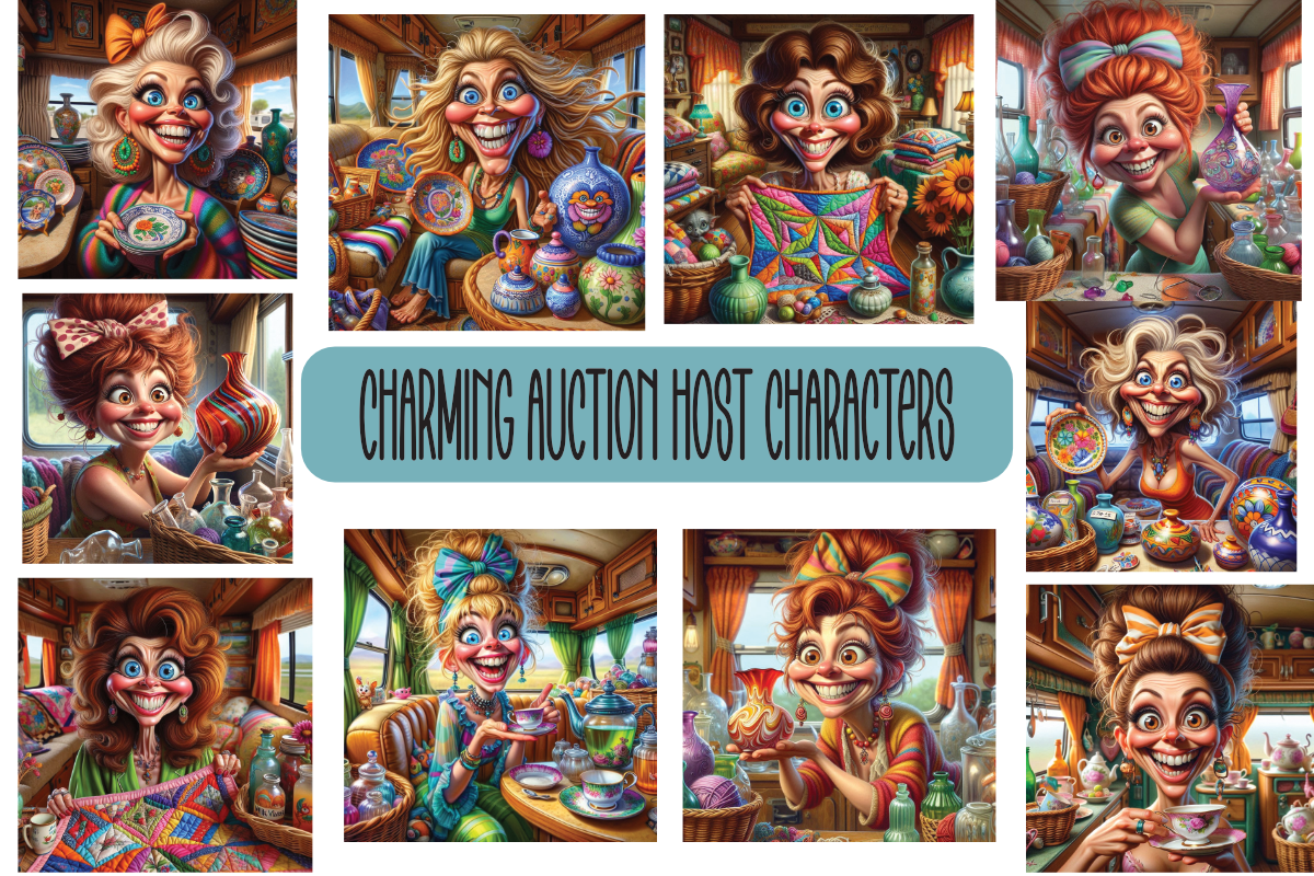 Whimsical Auction Ladies Digital Art Graphic by Annie's AI Art ...