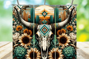 Bull Skull Sunflowers Cactus Tumbler Graphic by AVA STORE · Creative ...