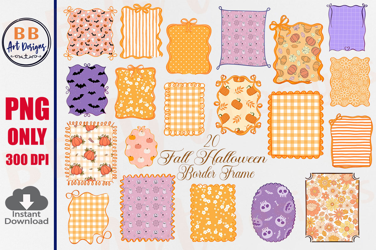 Fall Halloween Border Frame Coquette PNG Graphic by BB Art Designs ...