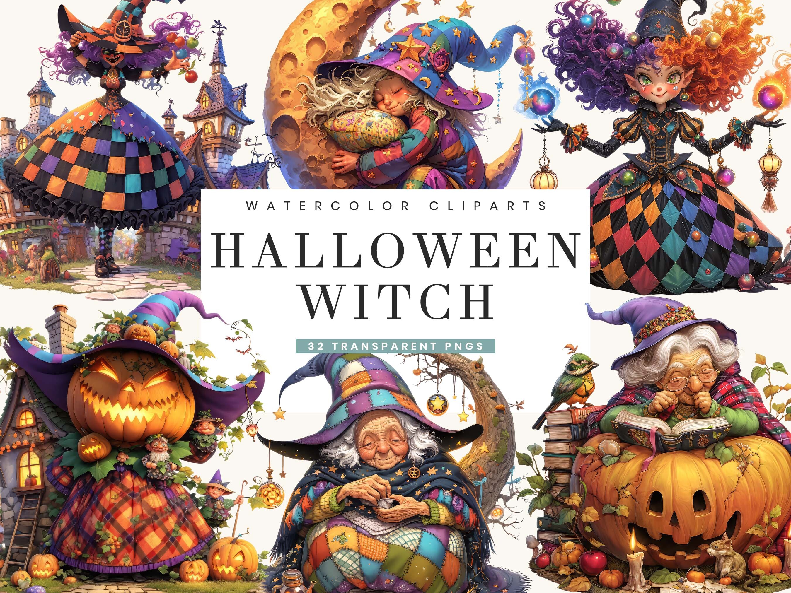Halloween Witch Clipart Bundle Graphic by busydaydesign · Creative Fabrica