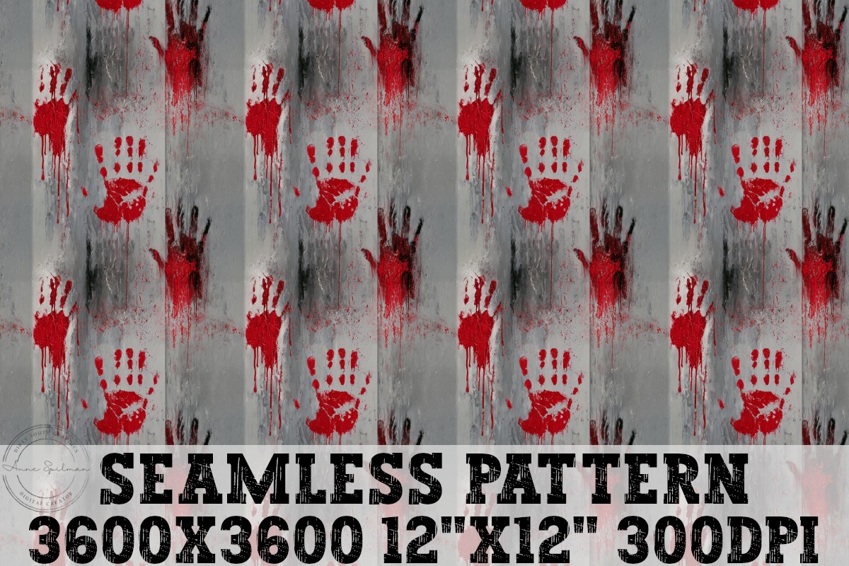 Horror Bloody Hands Seamless Pattern Graphic by Dirty South Graphics ...