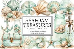 Seafoam Treasures, Coastal Ocean Clipart Graphic by Amanda Clark ...