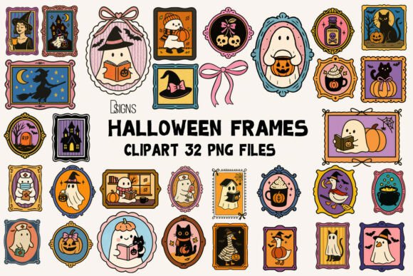 Halloween Cute Frame Clipart Bundle Png Graphic by DSIGNS · Creative ...
