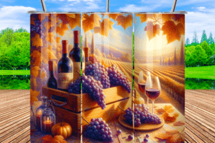 Harvest Grapes and Wine Bottle Tumbler Graphic by Bee Prints · Creative ...