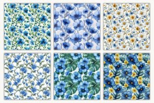 Seamless Blue Floral Digital Papers Graphic by CurioPixels · Creative ...