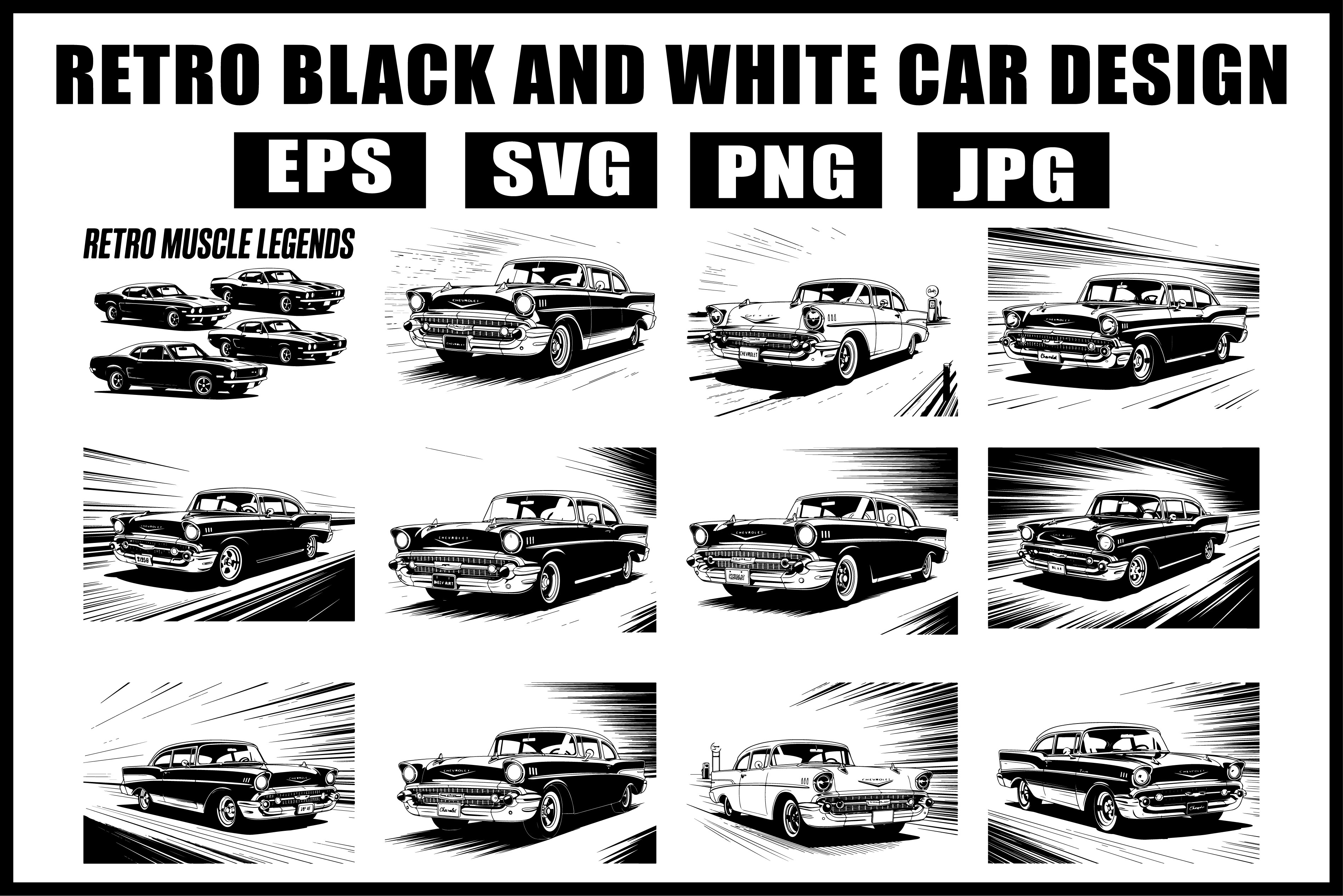 Classic Muscle Car SVG Bundle Graphic by GFXexprt · Creative Fabrica