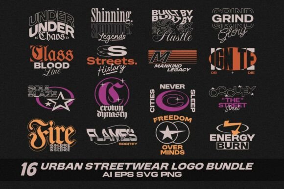 URBAN STREETWEAR LOGO BUNDLE Graphic by Universtock · Creative Fabrica