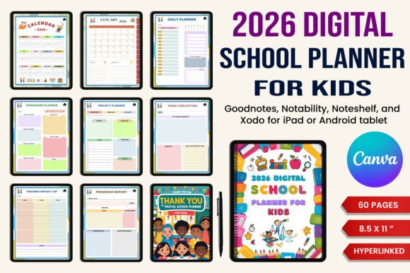 📘 2026 Digital School Planner for Kids Graphic by designmela01 ...