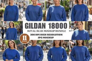 Gildan 18000 Royal Blue Mockup Bundle Graphic by Pearly Mocks ...