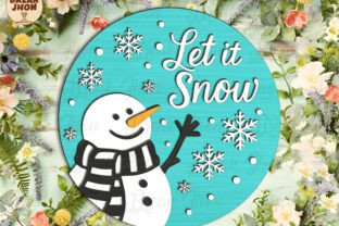 Let It Snow Snowman Round Sign SVG · Creative Fabrica