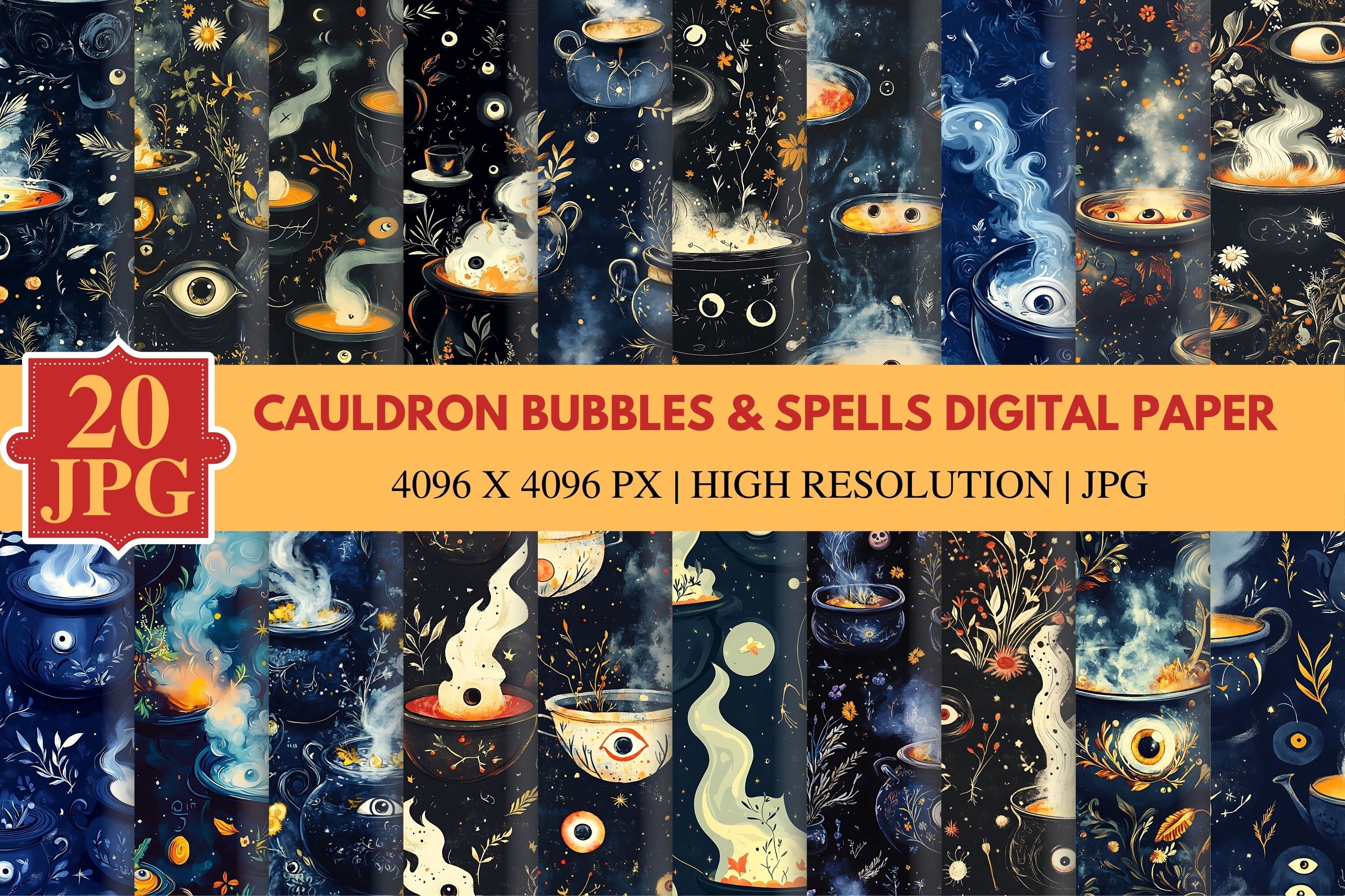 Cauldron Bubbles & Spells Digital Paper Graphic by DIGITAL ART ...