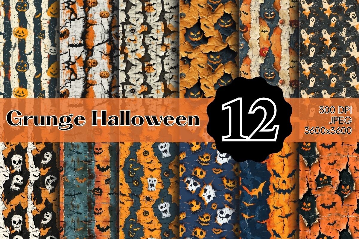 Grunge Halloween Seamless Patterns Graphic by ImPlyDesign · Creative ...