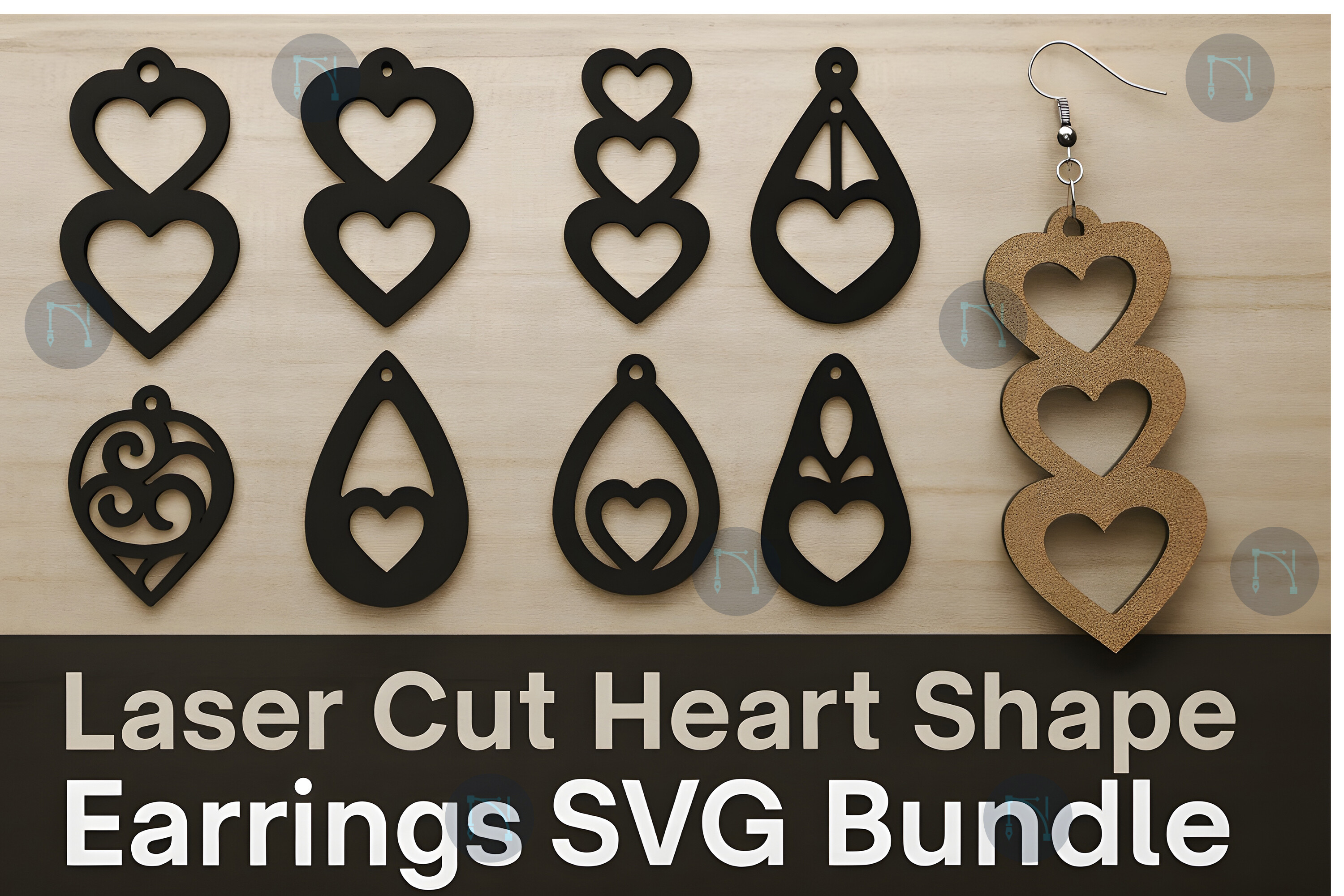 Laser Cut Heart Shape Earring SVG Bundle · Creative Fabrica