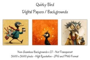 Quirky Bird Digital Paper Collection Graphic by Crafts Etc Art ...