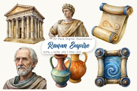 Watercolor Roman Empire Clipart Graphic by Design Point · Creative Fabrica