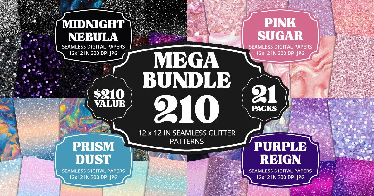Glitter Digital Paper Mega Bundle Bundle · Creative Fabrica