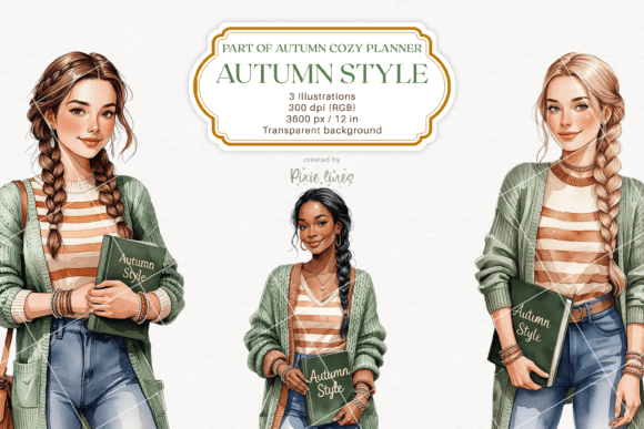 Autumn Cozy Planner Bookworm Girl Boss Bundle Bundle · Creative Fabrica