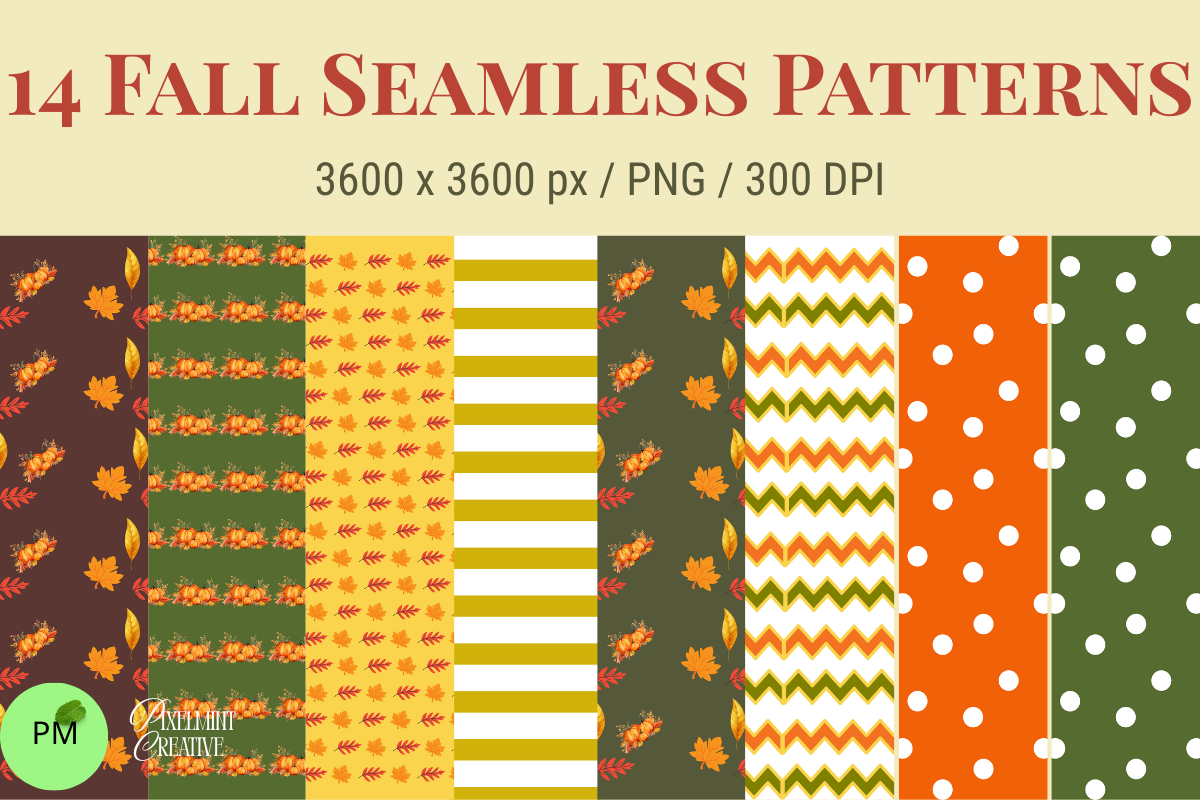 14 Seamless Fall Digital Patterns Graphic by NovaMint Creative ...