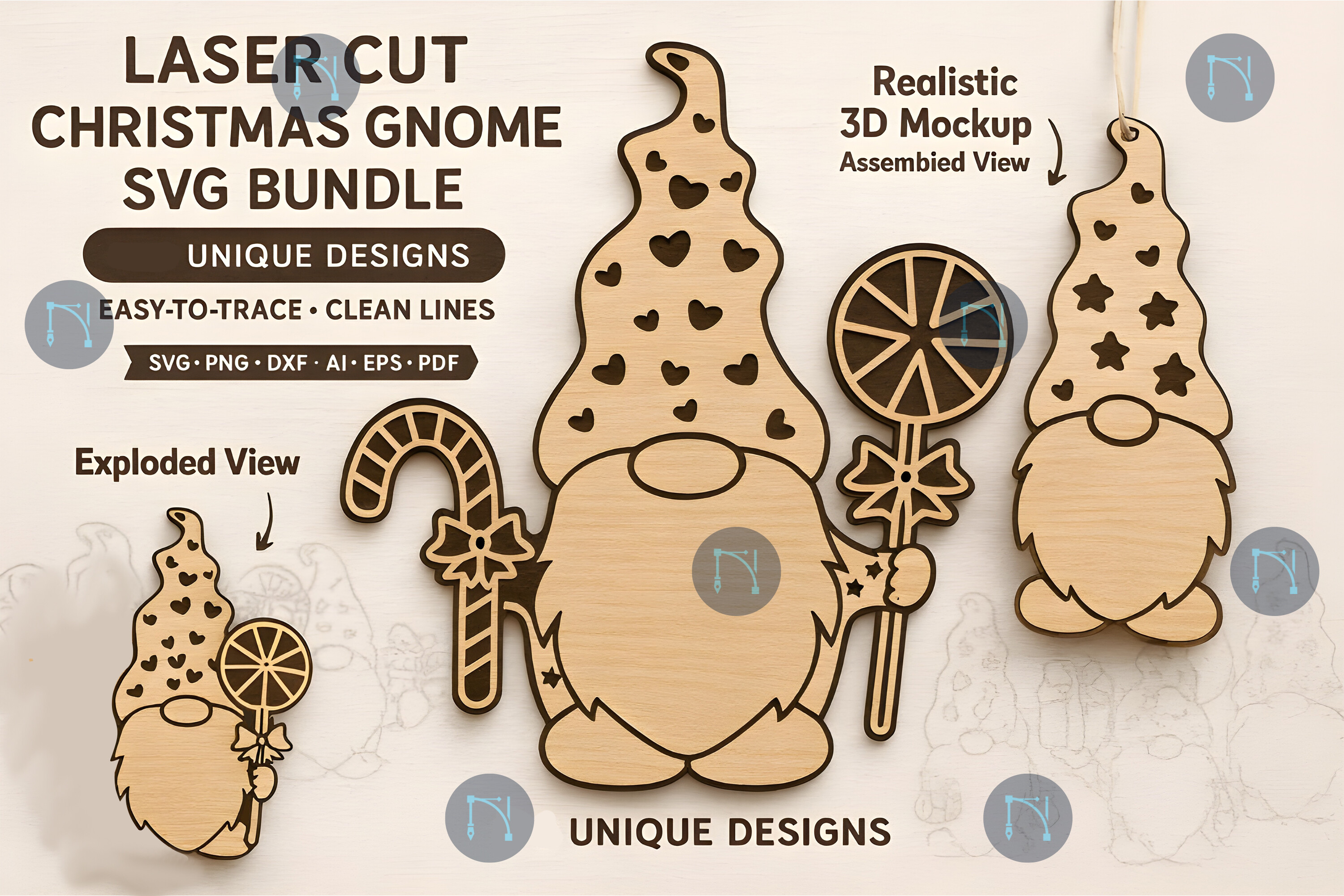Laser Cut Christmas Gnome SVG Bundle · Creative Fabrica