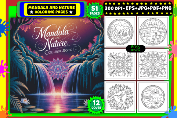 🌿 Mandala and Nature Coloring Pages Gráfico por BOSS DESIGN · Creative ...