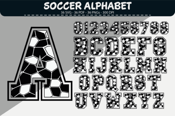 58 Soccer Alphabet Designs & Graphics