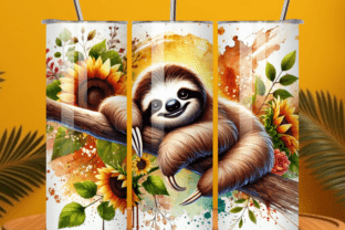 Sunflower Cute Sloth Tumbler Wrap PNG Graphic by Digital Panda ...