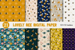 Lovely Bee Digital Paper. Graphic by CitraGraphics · Creative Fabrica