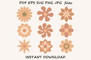 Retro Daisy Flower Bundle Graphic by Digital Love · Creative Fabrica