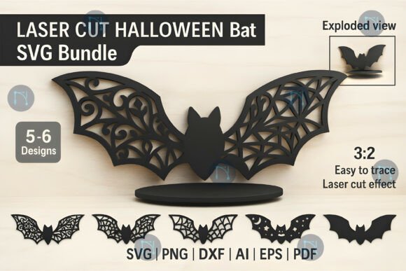 Laser Cut HALLOWEEN Bat SVG Bundle · Creative Fabrica