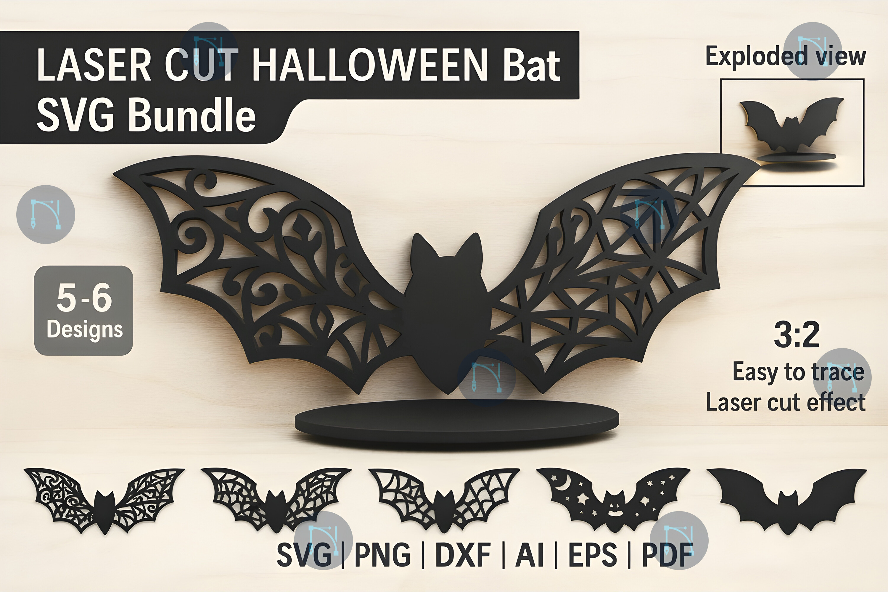 Laser Cut HALLOWEEN Bat SVG Bundle · Creative Fabrica
