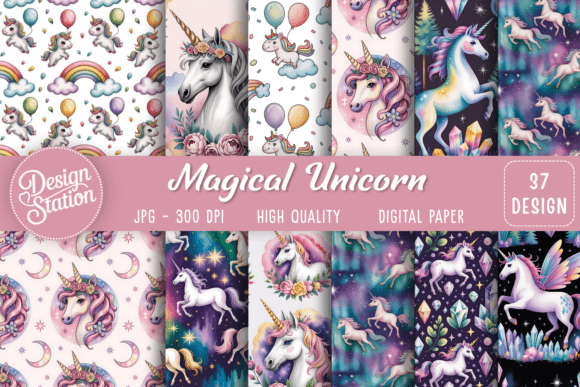Magical Unicorn Digital Pattern Graphic by Design Station · Creative ...