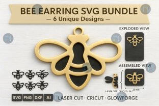 Laser Cut Bee Earring SVG Bundle · Creative Fabrica