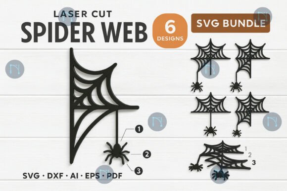 Laser Cut Halloween Spider Web SVG Bundl · Creative Fabrica