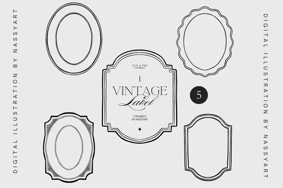 5 Classic Baroque Label Frames Graphic by NassyArt · Creative Fabrica