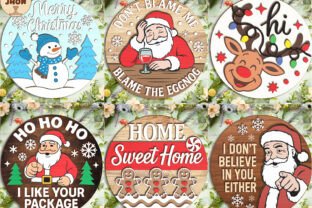 Funny Christmas Round Sign SVG Bundle · Creative Fabrica