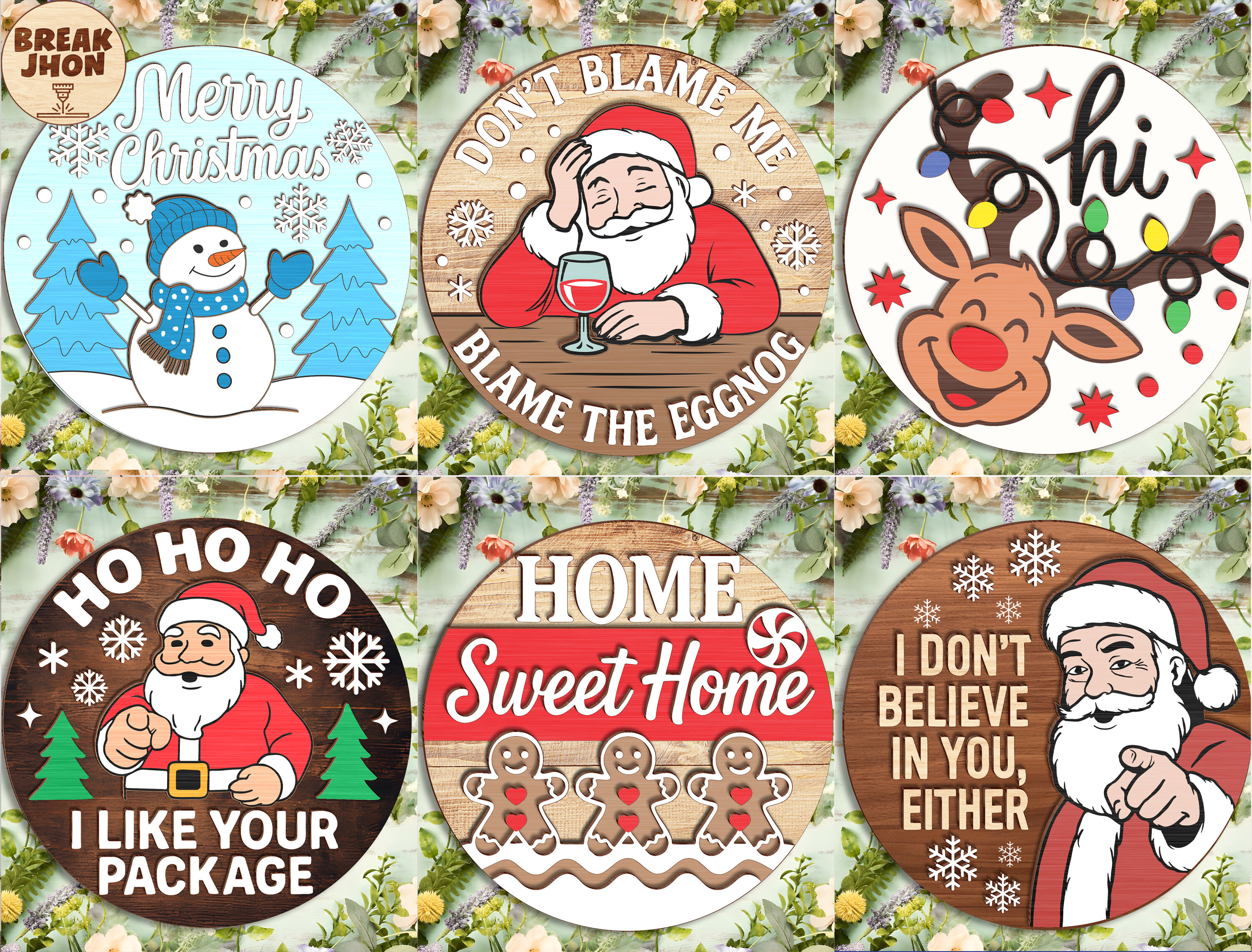 Funny Christmas Round Sign SVG Bundle · Creative Fabrica