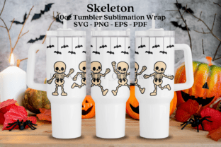 Skeleton Halloween 40oz Tumbler Wrap SVG Graphic by planstocraft ...