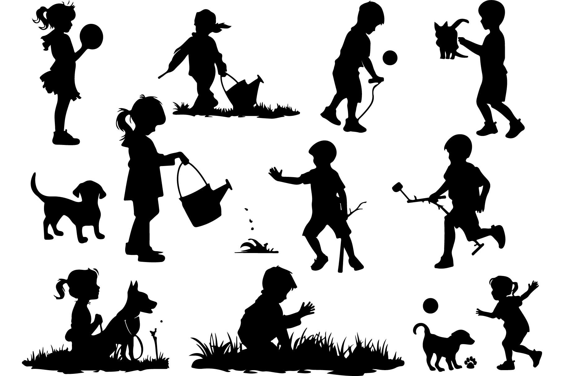 Kids Playing Silhouette SVG Set Graphic by GFX_creative · Creative Fabrica