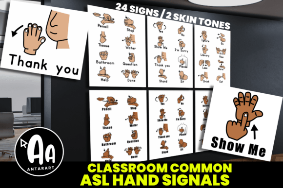 Sign Language Hand Signals Clip Art Graphic by AntarArt · Creative Fabrica