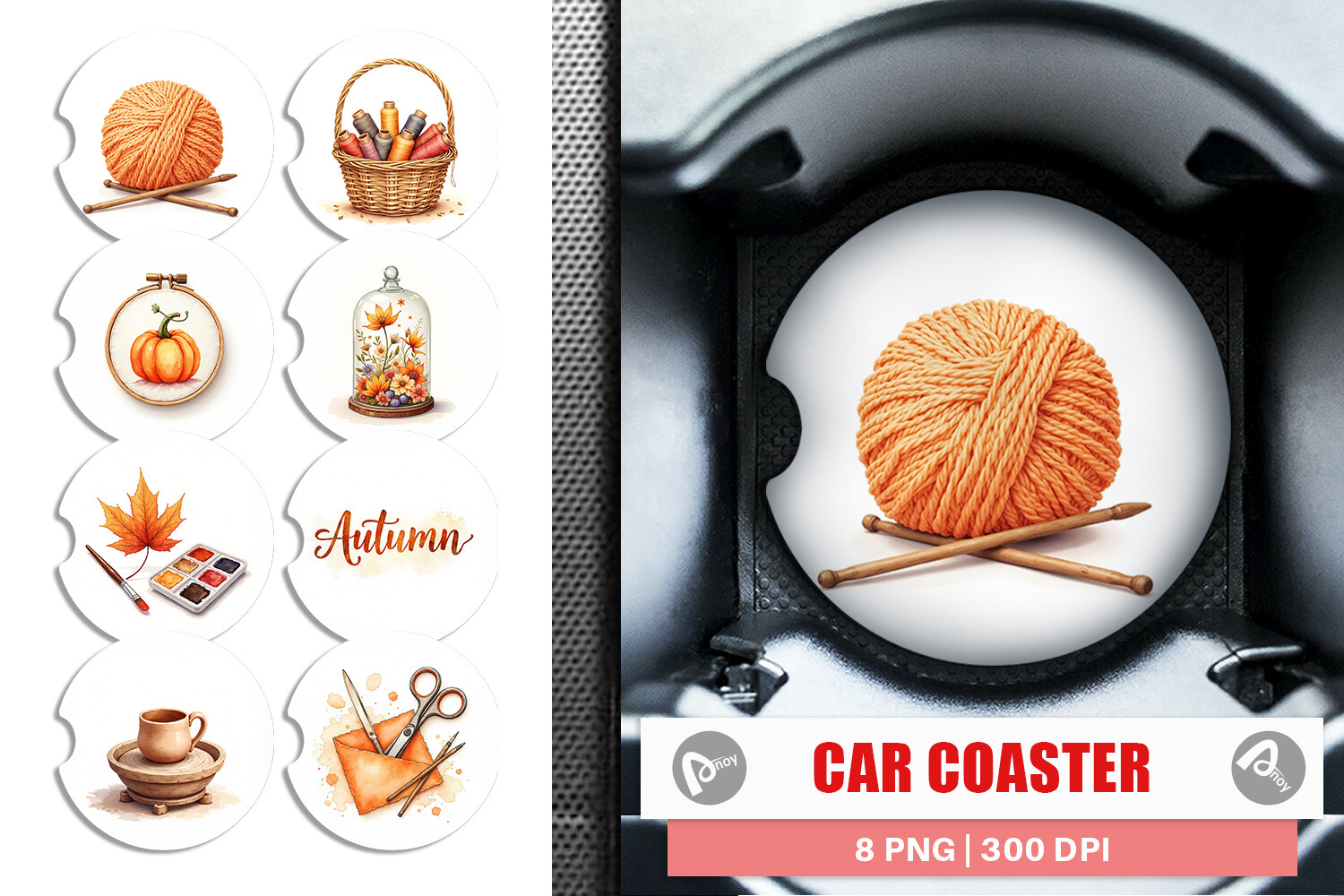 Car Coaster Cozy Autumn Crafting Graphic by Artnoy · Creative Fabrica