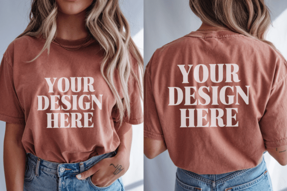 Yam CC1717 Front & Back T-shirt Mockup Graphic by Best POD Mockup ...