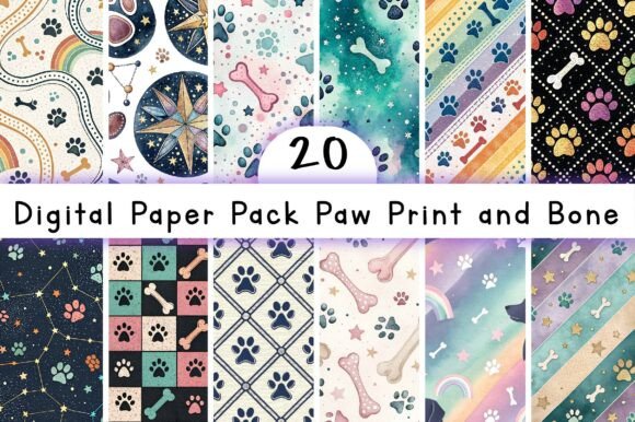 8 Paw Print Printable Paper Designs & Graphics