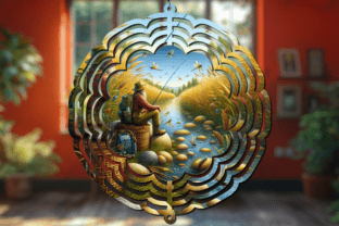 Golden Hour Fishing Hour Wind Spinner Graphic by AVA STORE · Creative ...