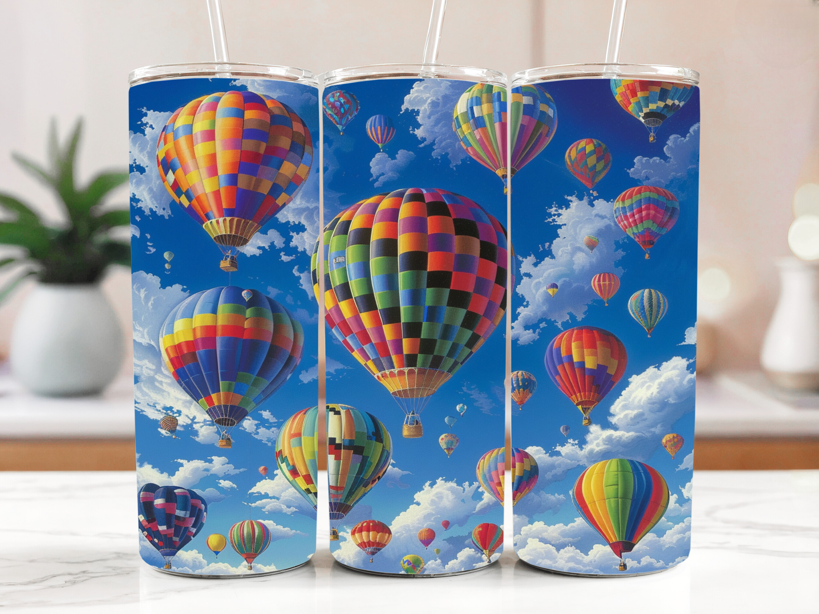 Hot Air Balloon Pattern Tumbler Wrap Graphic by KDP Roadmap · Creative ...