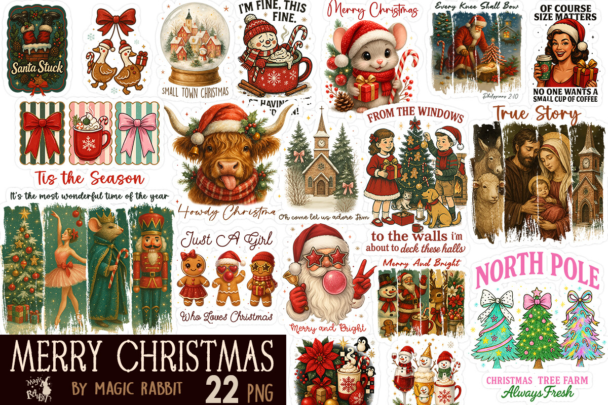 Merry Christmas Sublimation Bundle Png Graphic by Magic Rabbit ...