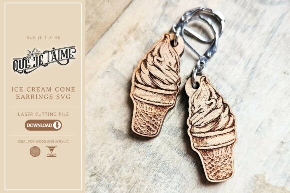 Ice Cream Cone Earrings SVG · Creative Fabrica