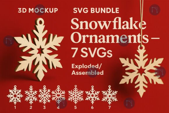 Snowflake Ornaments SVG Bundle · Creative Fabrica